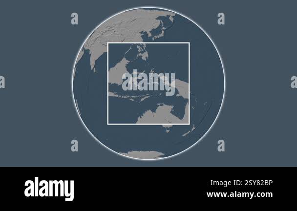 Pulau Buru Island. Presentation of the location on a steel colored ...