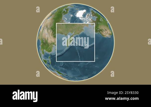 Bering Island. Presentation of the location on a satellite map using ...
