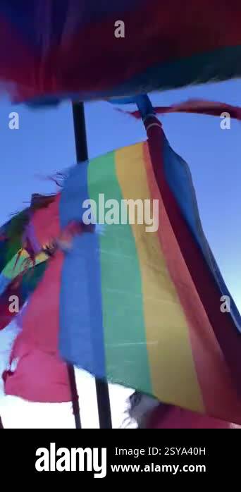 Weathered maritime fishing signal flags in vibrant rainbow colors ...