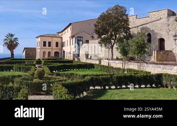 A beautiful garden of old castle in Poggio Catino village, Lazio region ...