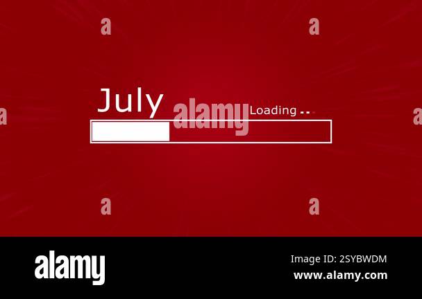 July new month coming Soon looping loading bar on zoom line background ...