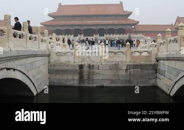 Beijing, China- 2 Nov 2024: Golden Water bridge with dragon decoration ...
