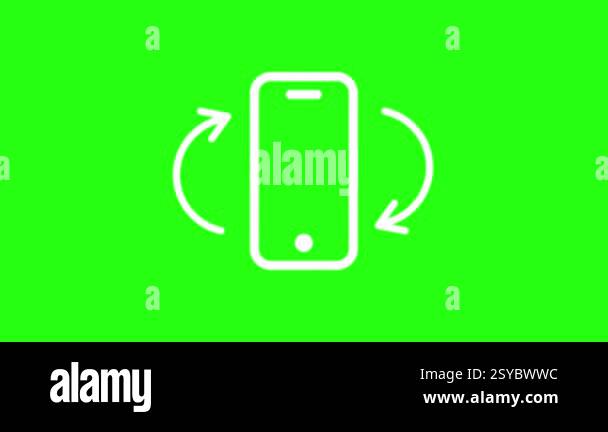 Phone Rotation Vertical to Horizontal Animation Green Screen Background ...