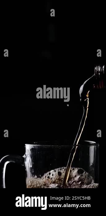 Coke Pouring With Drops And Splashes, A Caffeine-Rich Soda Drink Stock ...