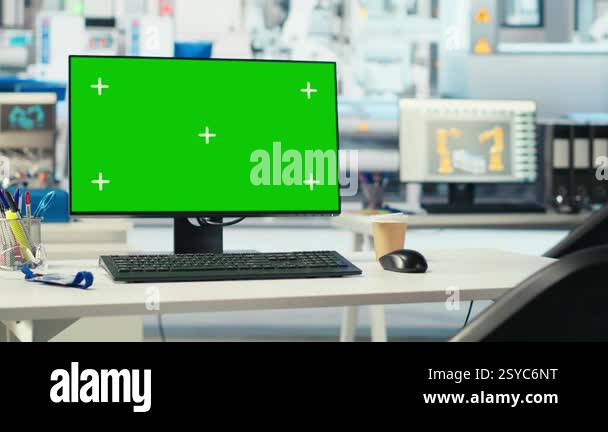 Mockup PC display in photovoltaics factory used to monitor system ...
