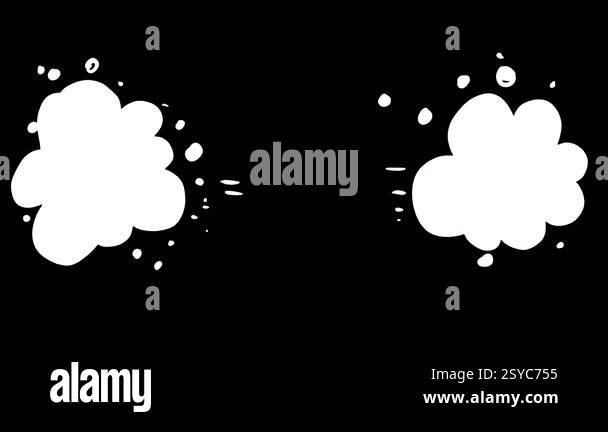 Cartoon white smoke transition filling the black screen. Stock video ...