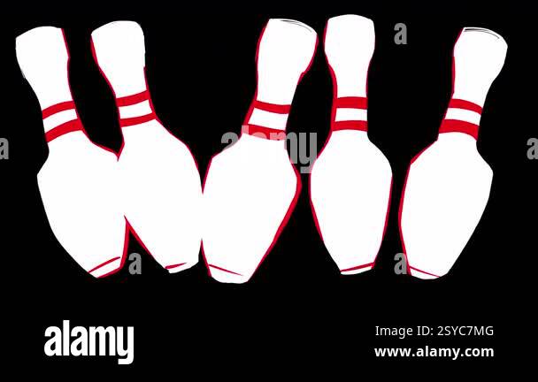 2D bowling transition on a black screen. A bowling ball smashes into ...