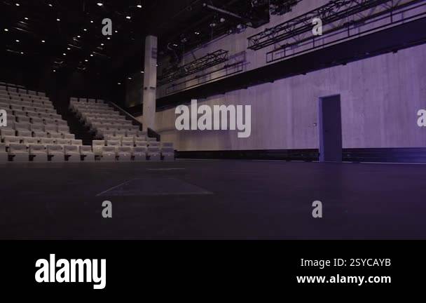 Revolving Theater Stage Floor. Camera Shows Wheels Underneath the Floor ...