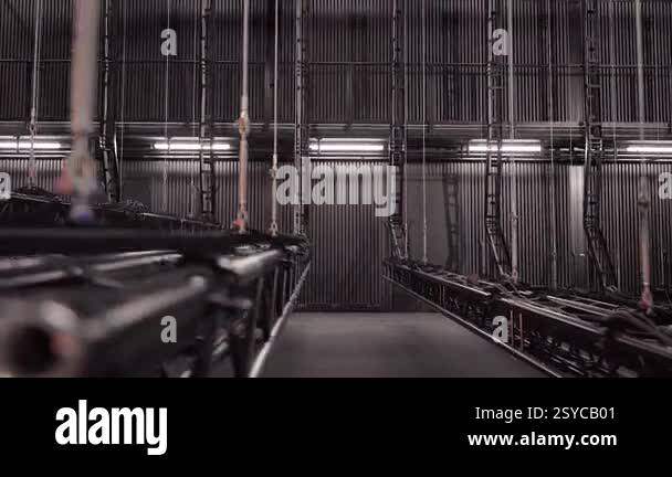 Many Large Theater Battens are Lifted in the Black Box in the Wave. In ...