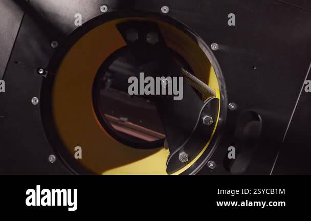 Rotating Pulley Mechanism in Yellow and Black. Slow Rotation and Camera ...