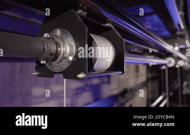 Metal Cable Rolls In a Hoist Spool. Equipment for Stage Truss. Lighting ...