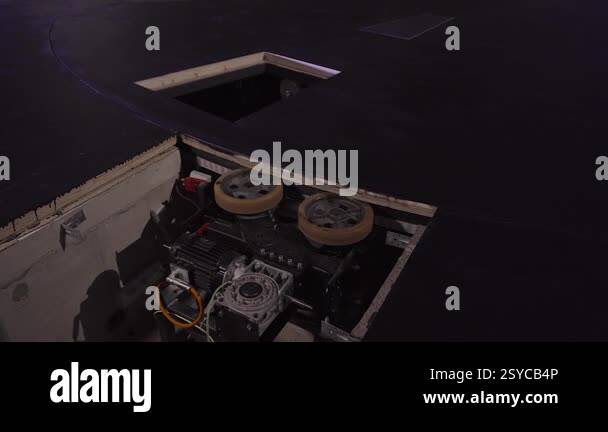 Revolving Theater Stage Floor Motor Running. Floor Spinning. Empty ...
