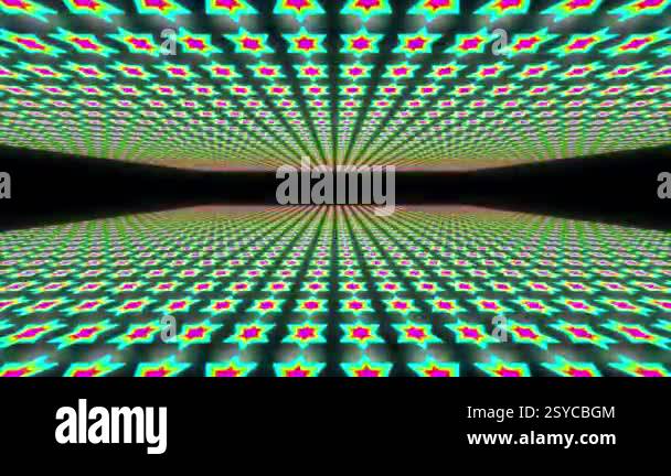 Object Rotates and Moves Inside a Space with a Bright Neon Glow. High ...