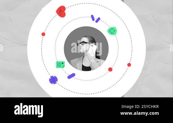 Confident girl in glasses speaks on phone and calls for medical help ...