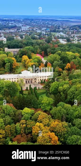 Splendid view of the green park growing around beautiful palace ...