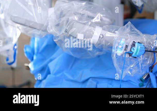 Minimally invasive laparoscopic surgery performed by a futuristic robot ...