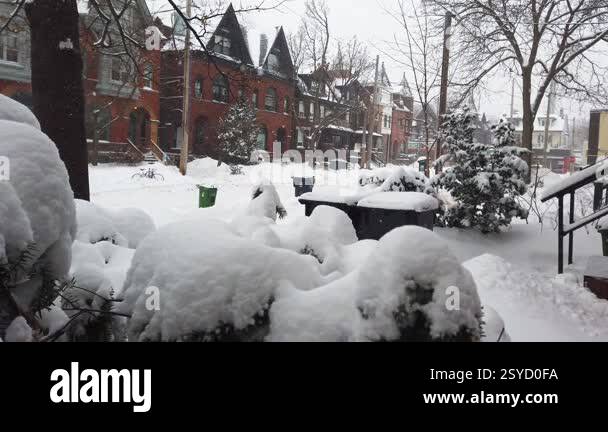 Snowy winter in Toronto, Ontario, Canada. View from the snowy front ...