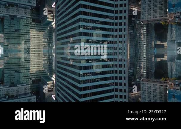 mirror fractal effect of modern tall skyscraper building and urban city ...