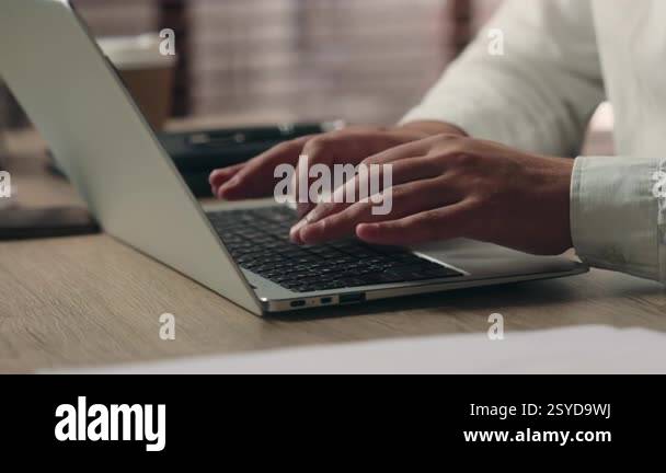 Unrecognizable Caucasian hands developer worker entrepreneur guy ...