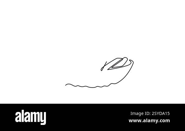 Self drawing animation of single line draw wicker basket with full of ...