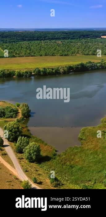 Beautiful nature of Ukrainian countryside. River flowing among the ...