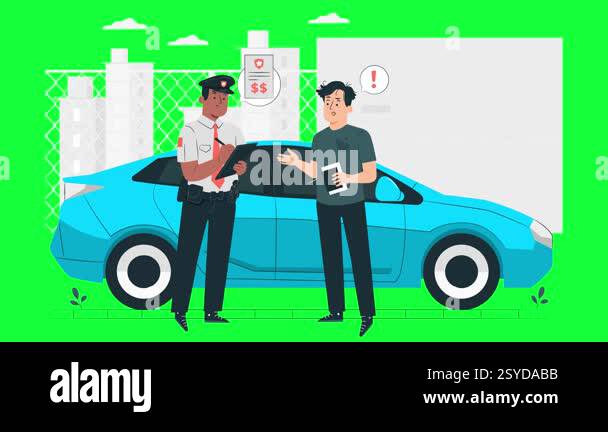 Police Officer Checking Driver's License and Documents Green Screen ...