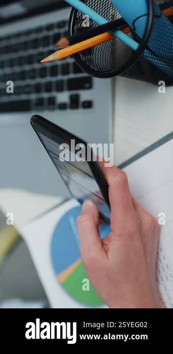 Close up of woman hands browsing the internet using smartphone, scrolls ...