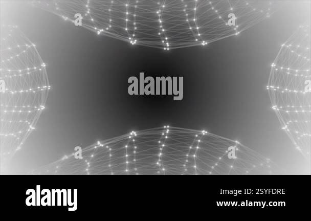 Animated white color mesh pattern glowing low poly with blank space vgeometric design rotating ...