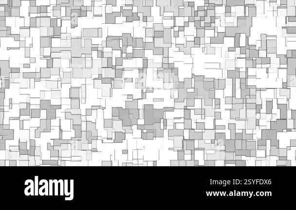 Animated white color multiple square shapes moving noise effect modern design loop able glitch ...