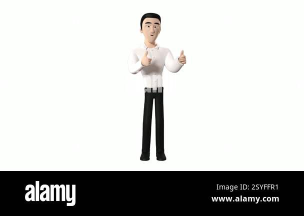 cartoon character with black background. 3 d illustration Stock Video ...