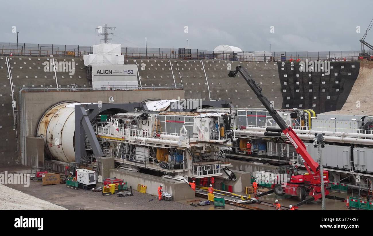 Largest ever tunnel boring machine unveiled at HS2 site Stock Video ...