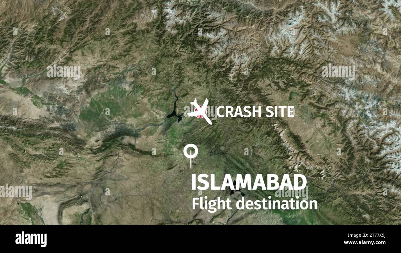Map showing flight path of crashed Pakistan International Airlines ...