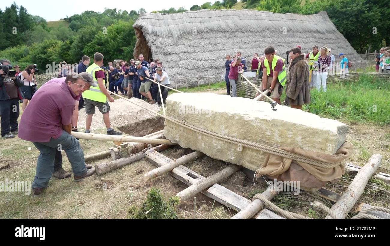 Volunteers help move three-and-a-half tonne ton standing stone to mark ...