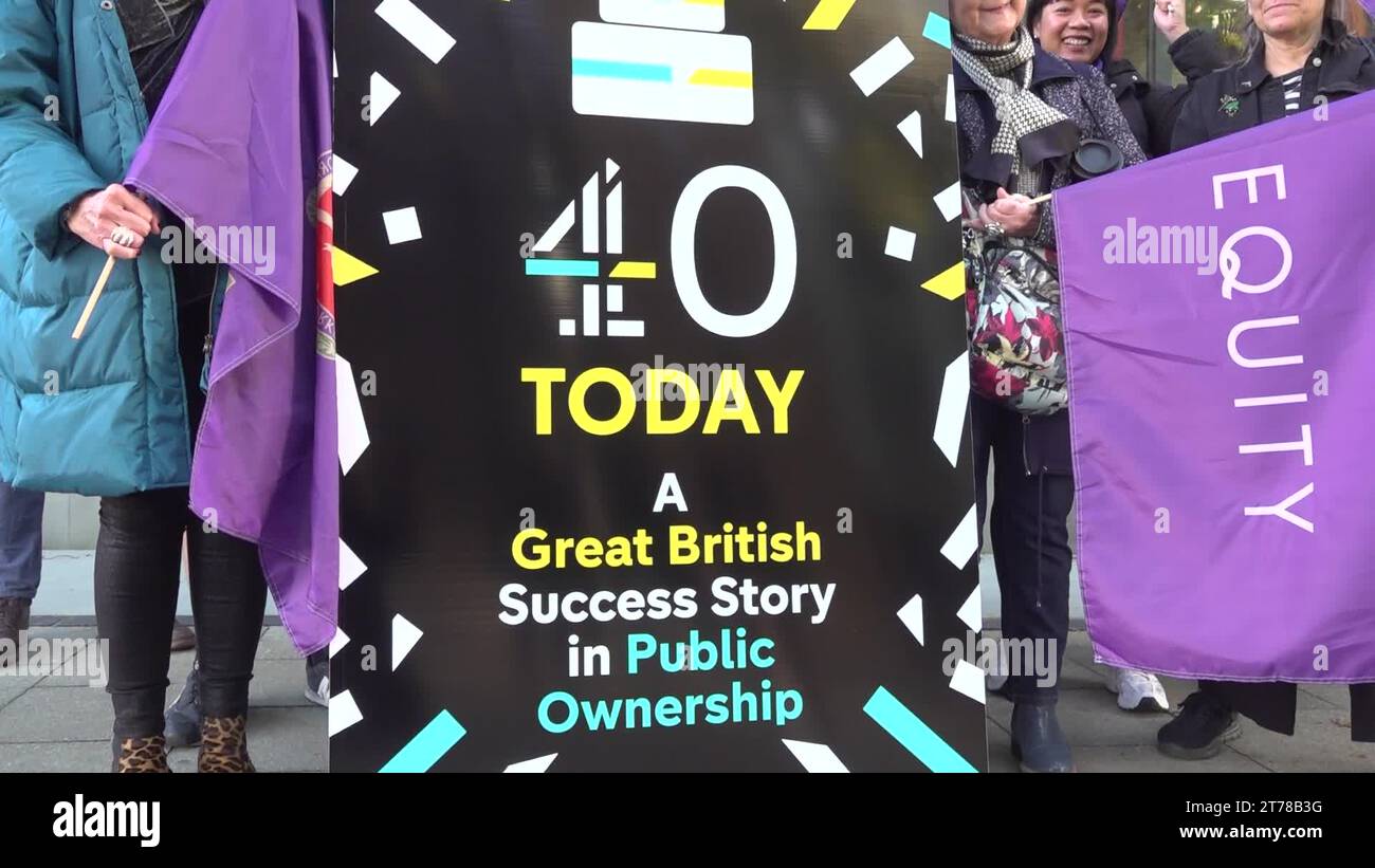 Channel 4 protest against privatisation on its 40th anniversary Stock ...