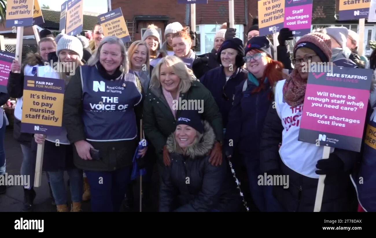 Pat Cullen joins nurses on the picket line at Tameside Hospital Stock ...