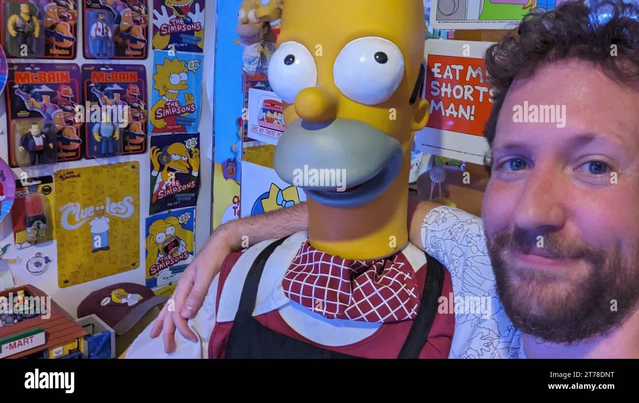 Simpsons fan shows his collection to his 40,000 TikTok followers Stock ...