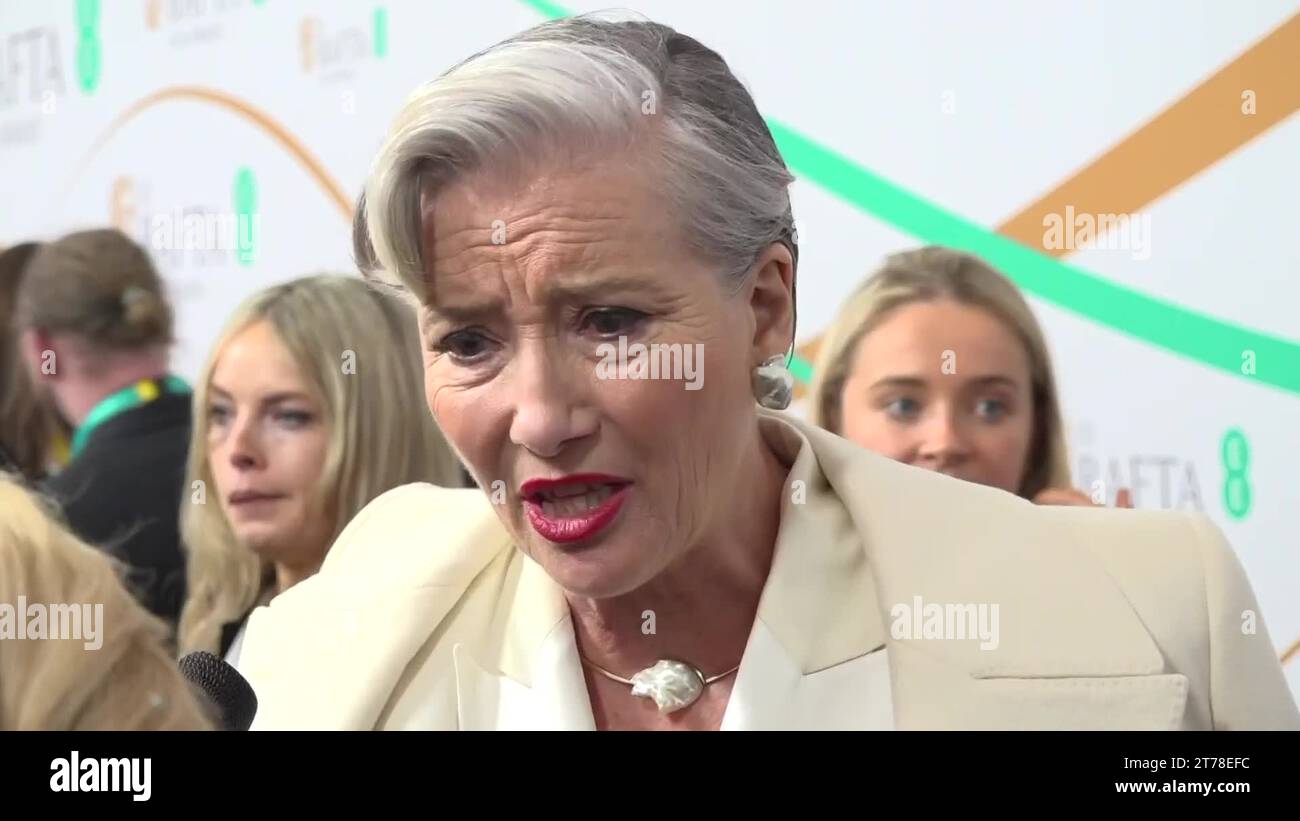 Emma Thompson and Cate Blanchett arrive for Baftas 2023 Stock Video ...