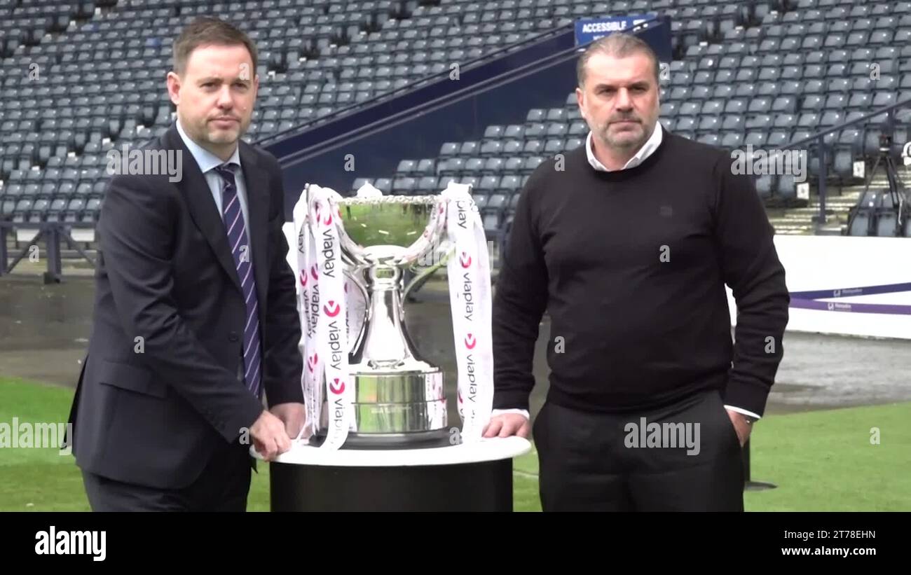 Rangers v Celtic: Michael Beale and Michael Beale and Ange Postecoglou press conference Stock ...