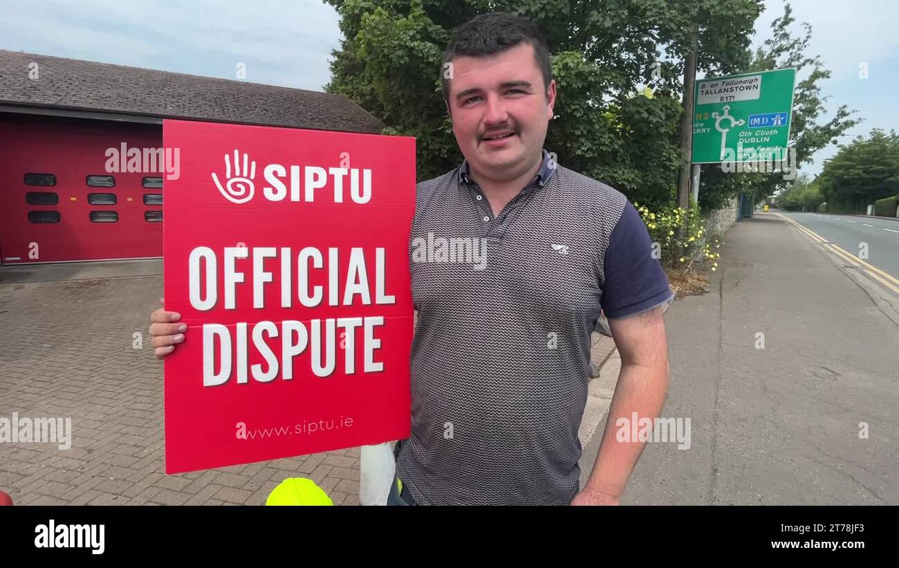 Retained firefighters stage picket at Co Louth fire station Stock Video ...