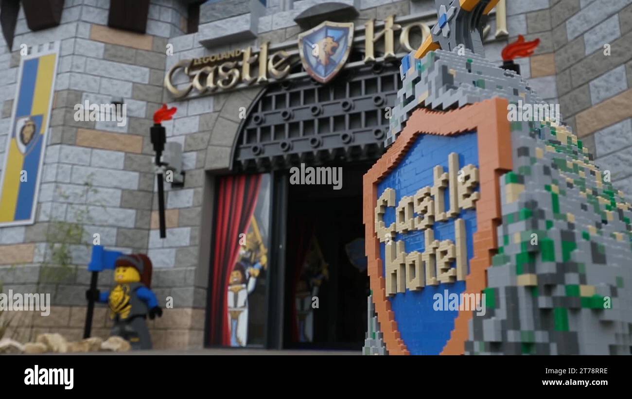 2.1 million lego bricks used in Legoland's Castle Hotel Stock Video ...
