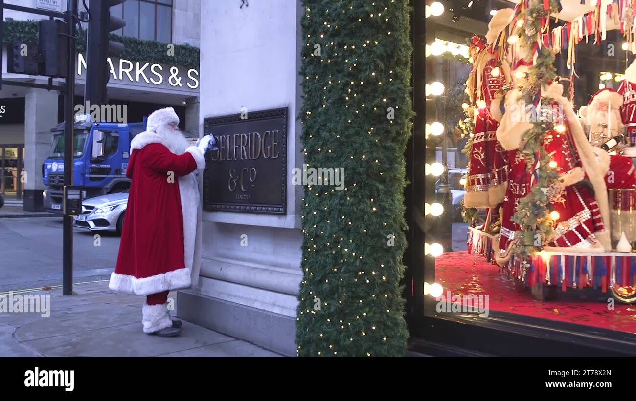 London's Selfridges unveils Christmas window displays Stock Video ...