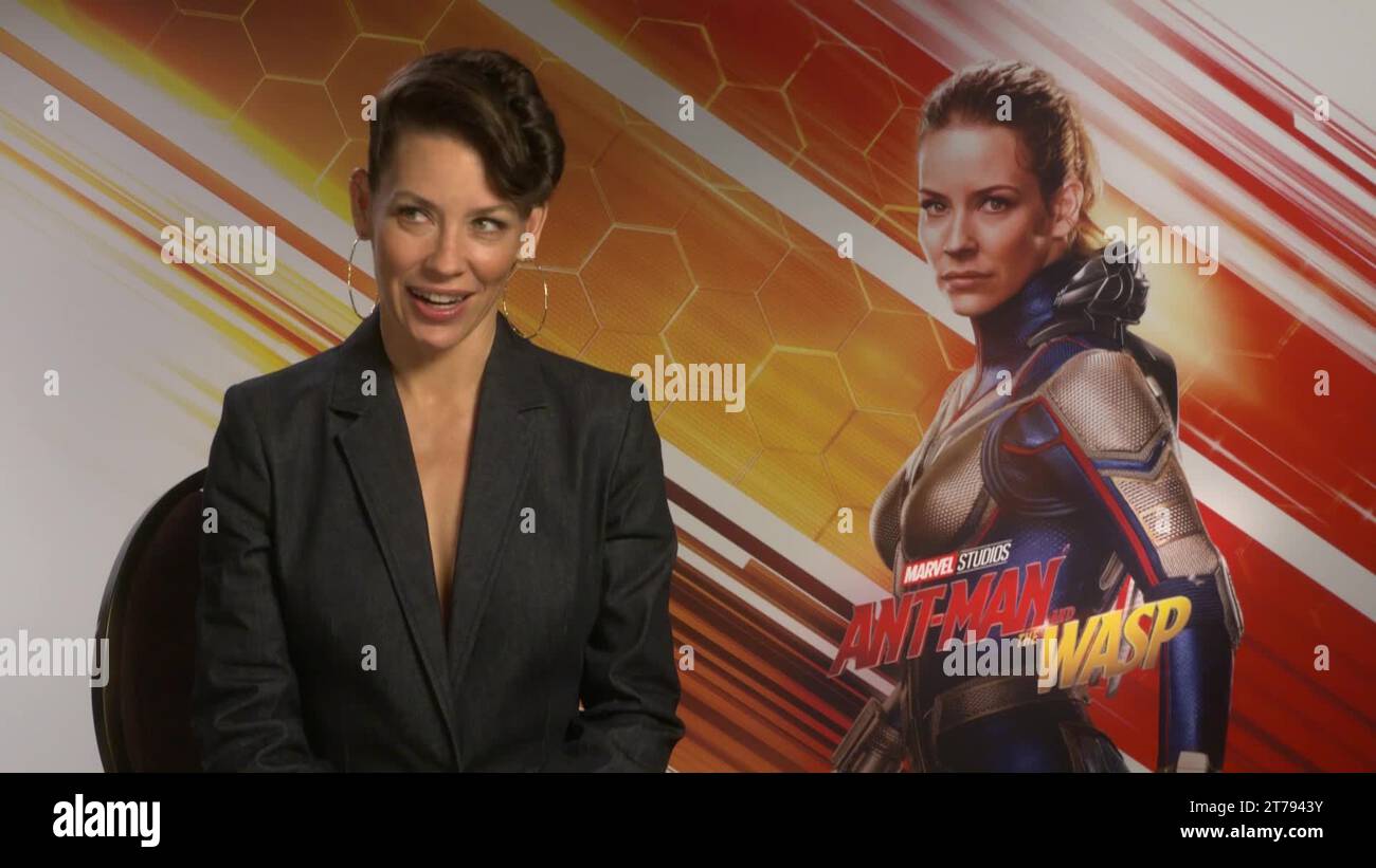 Evangeline Lilly on playing first female-led Marvel role in Ant-Man and the Wasp Stock Video ...