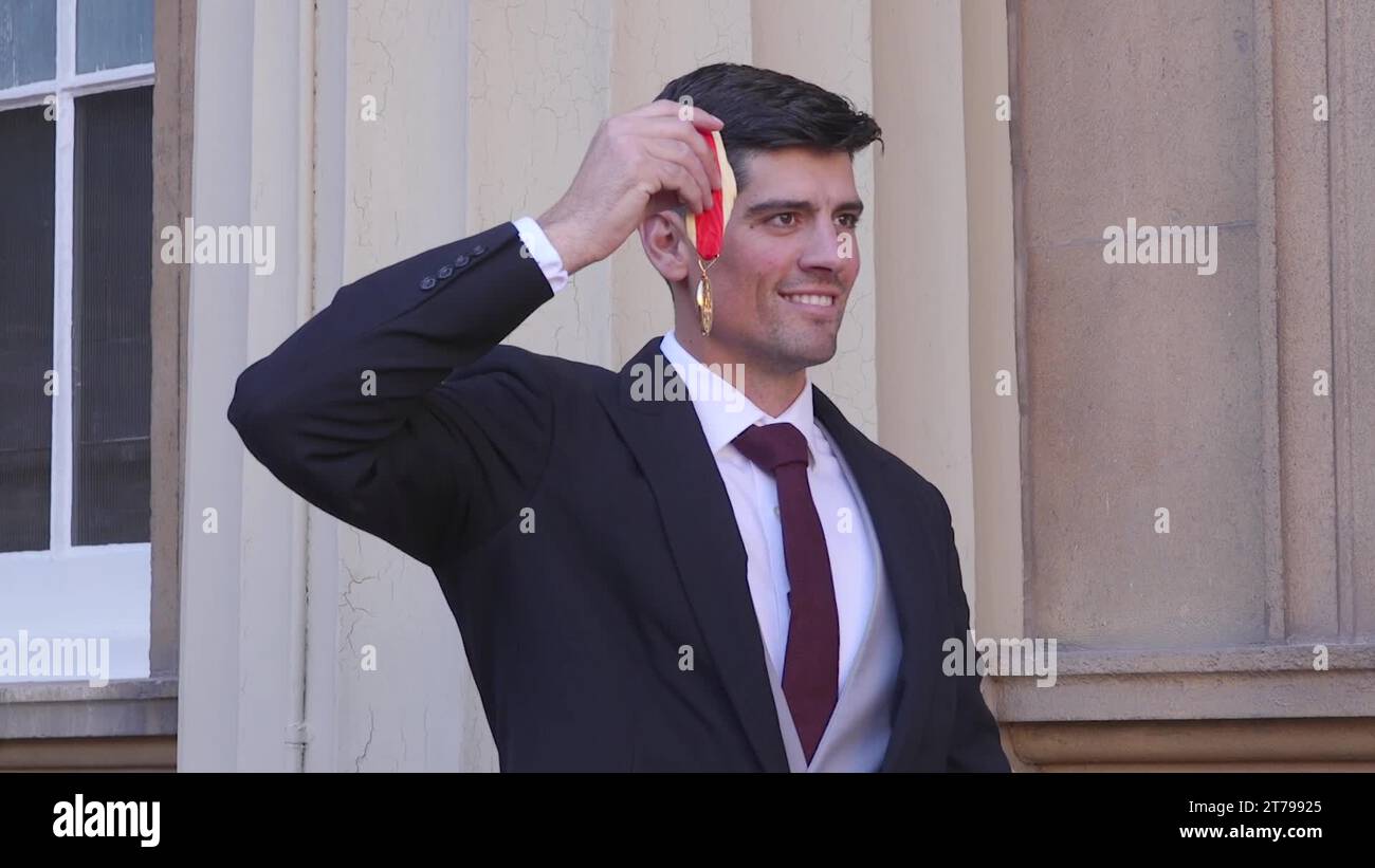 Which he received from the queen at an investiture ceremony Stock ...