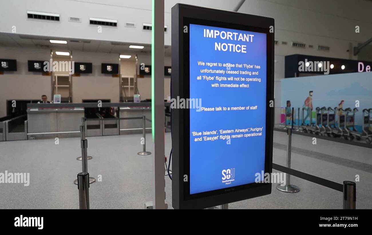 Deserted check-in desks at Southampton Airport following Flybe collapse ...