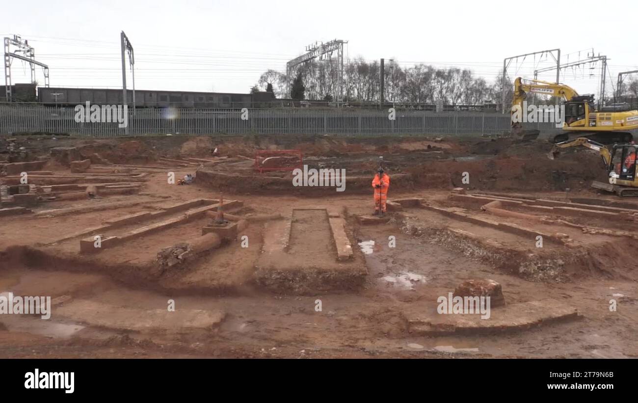 'World's oldest railway roundhouse' discovered by HS2 Stock Video ...