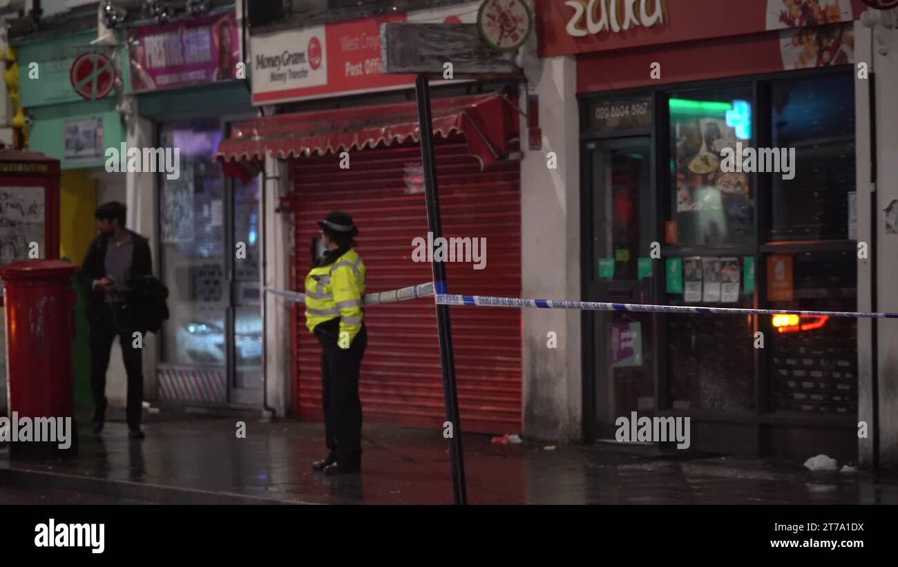 Police attend scene of stabbing incident in Croydon Stock Video Footage ...