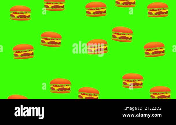 Hamburgers Falling from Sky Green Screen Seamless Loop Animation in 4K ...