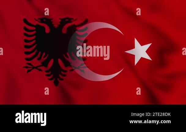 Albania and Republic of Turkey flag video. Albania and Republic of ...