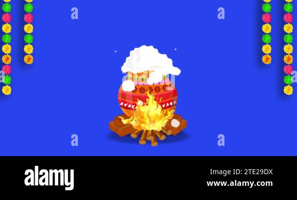 Happy Pongal festival greetings. Animation with Blue Screen Alpha ...
