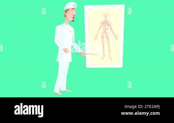 Cartoon video of a doctor who leads an explanatory lecture showing on ...
